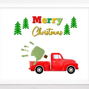 Red Truck Christmas Handprint Art, Christmas Tree Craft, Handprint ...