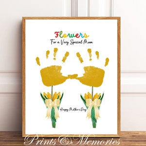 Mother's Day Gift for Mom, Flower Handprint Art, Baby Keepsake, Toddler ...