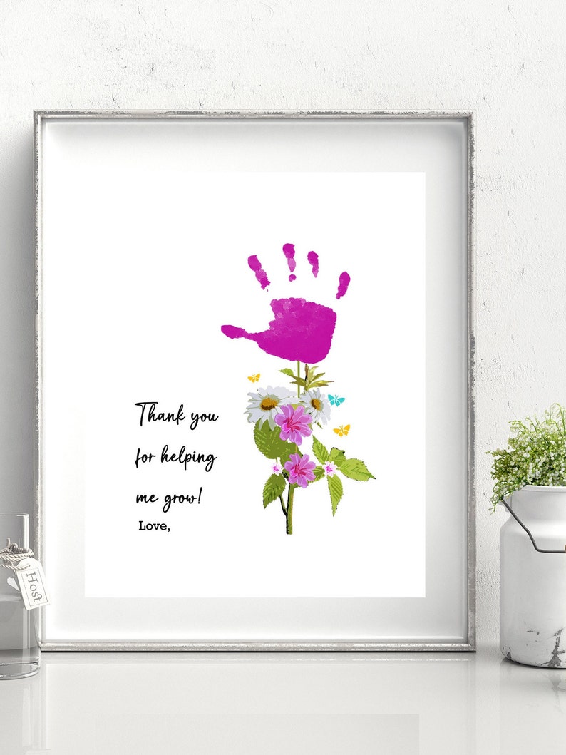Thank You for Helping Me Grow Flower Handprint Art - Etsy
