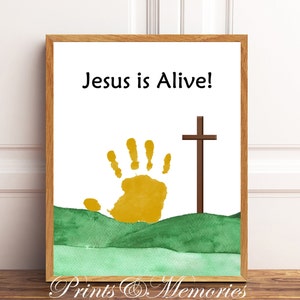 Jesus is Alive, Easter Craft, Handprint Art, He is Risen Printable ...