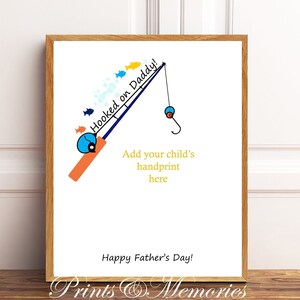 Father's Day Gift for Dad, Hooked on Daddy, Fishing Handprint Art ...