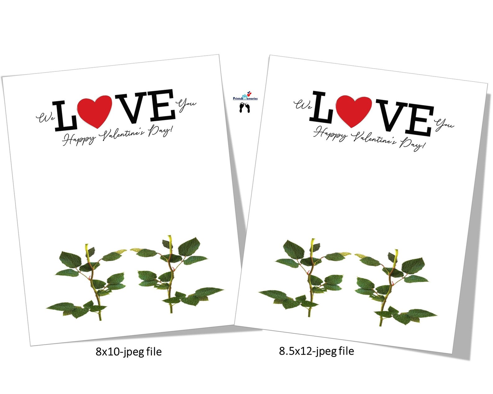 Valentine's Day Handprint Art, 2 Stems Flower Handprint, Sibling ...