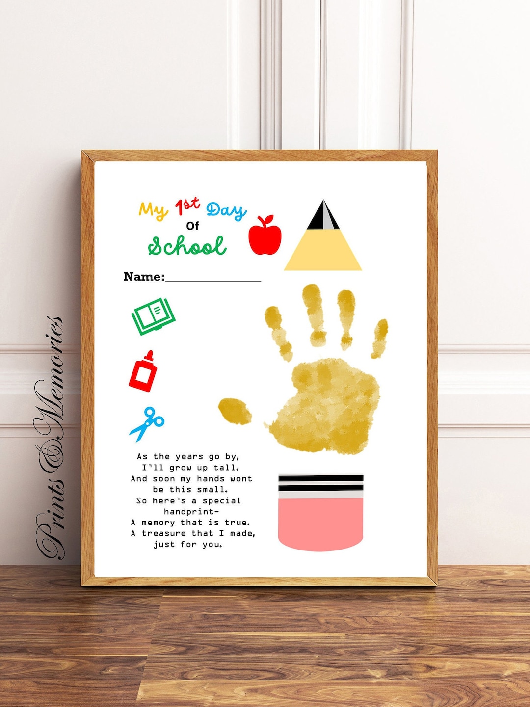 Back to School Craft, My First Day of School Handprint Poem, Pencil ...
