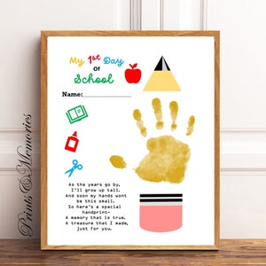 Back to School Craft, My First Day of School Handprint Poem, Pencil ...