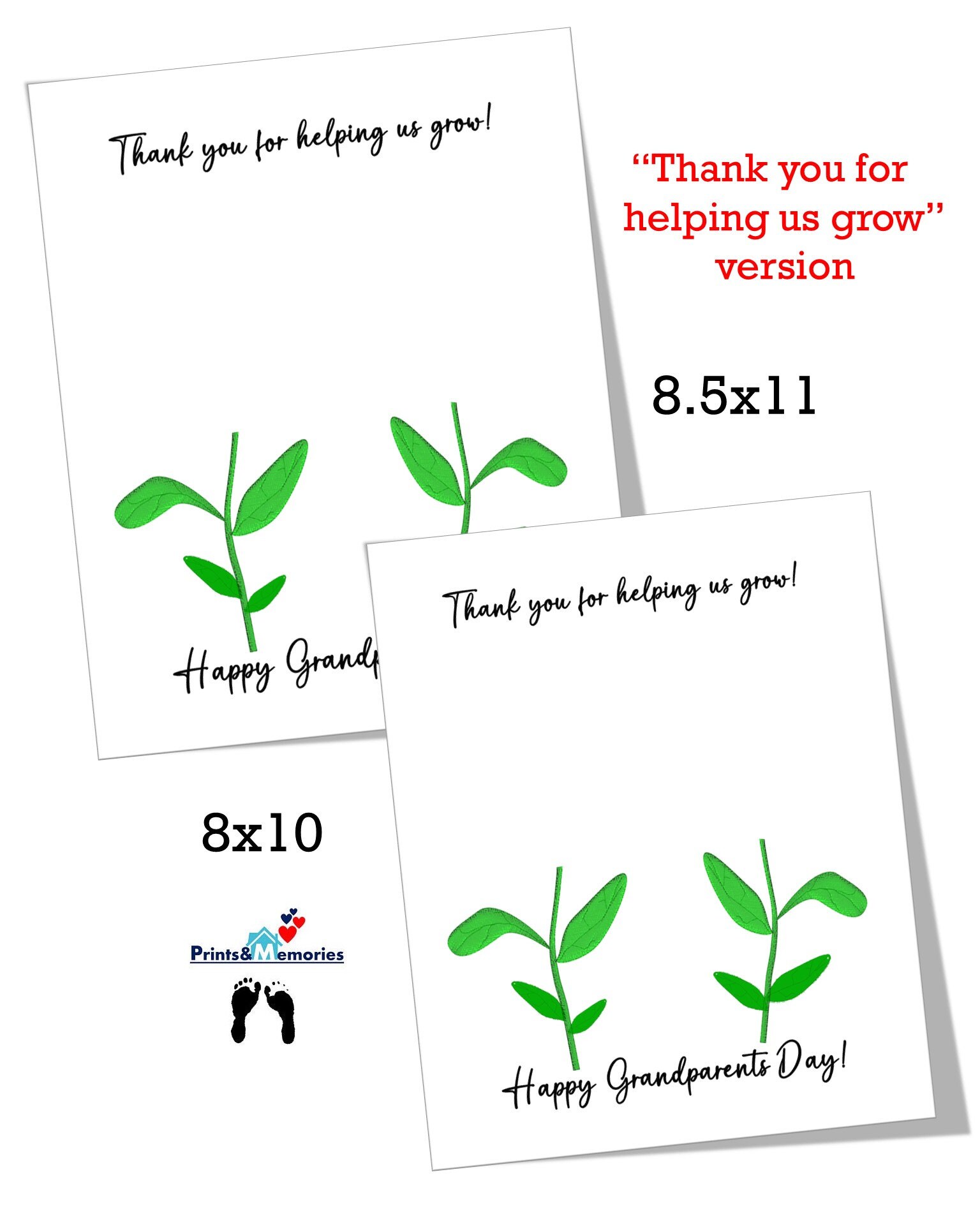 Thank You for Helping Me/us Grow 2 Stems Flower Handprint - Etsy