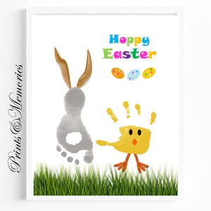 Easter Bunny Chick Handprint Footprint Art, Easter Craft, Baby Toddler ...