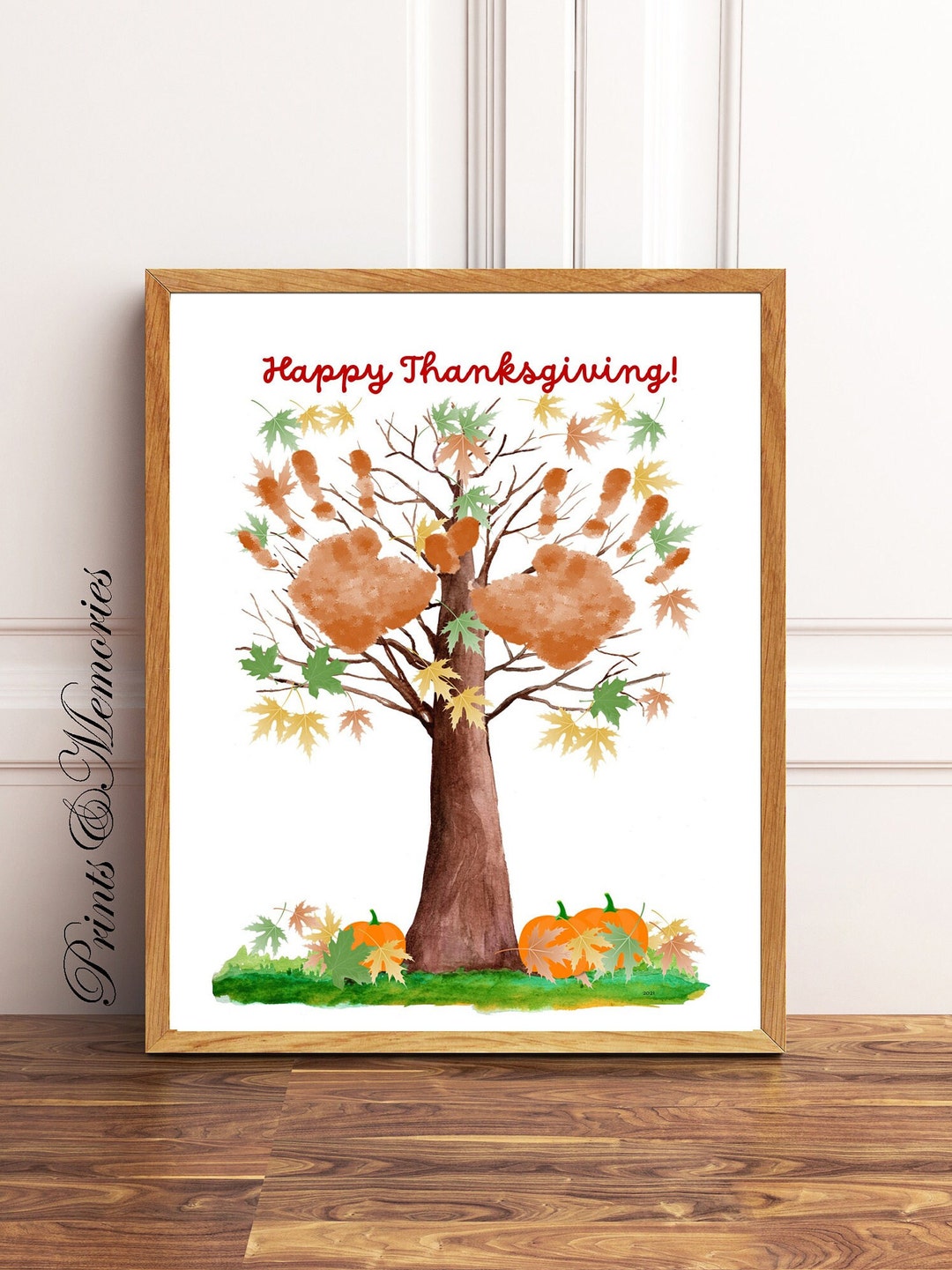 Thanksgiving Tree Handprint Fingerprint Art Craft, Fall Family Activity ...