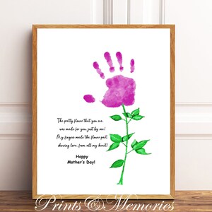 Mother's Day Handprint Art, Flower Handprint Craft, Pretty Flower Poem ...