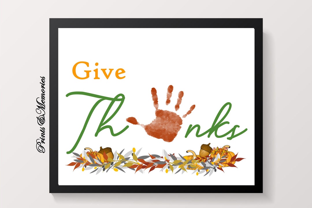 Give Thanks Handprint Art Fall Autumn Thanksgiving Craft for - Etsy