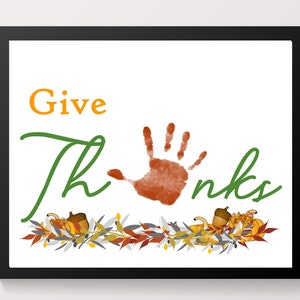 Give Thanks Handprint Art, Fall Autumn Thanksgiving Craft for Baby ...