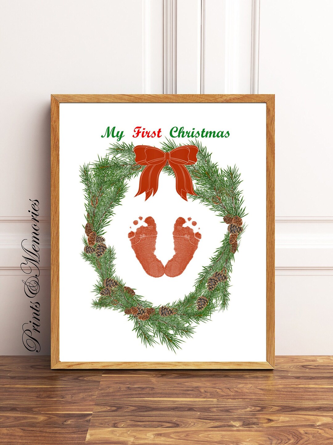 Baby's First Christmas Wreath Handprint Art: Keepsake Gift (digital ...
