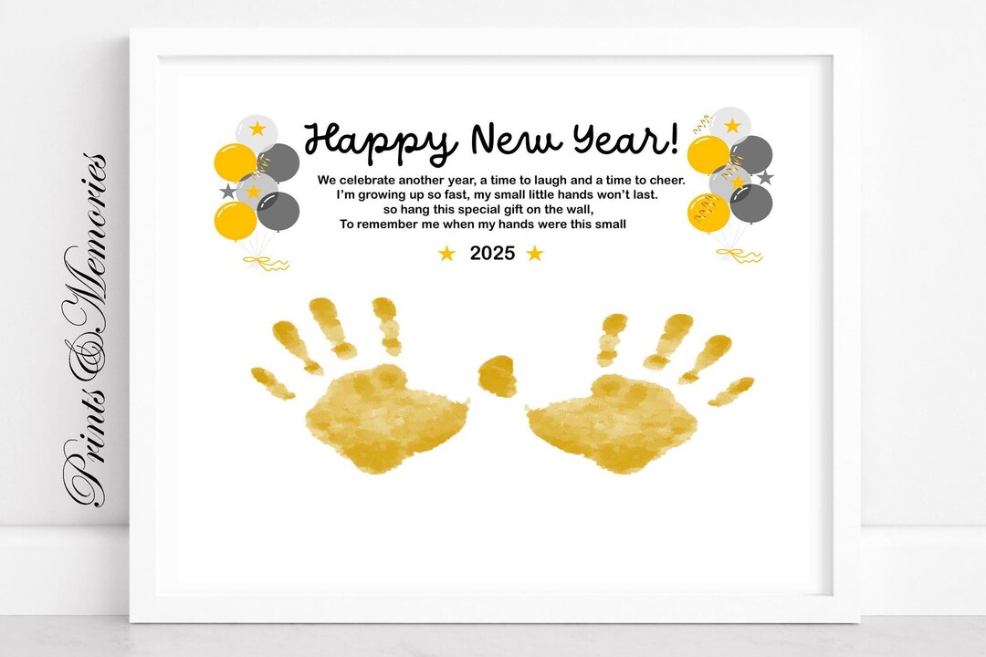 New Year Handprint Art Poem, Happy New Year 2025 Printable, DIY ...