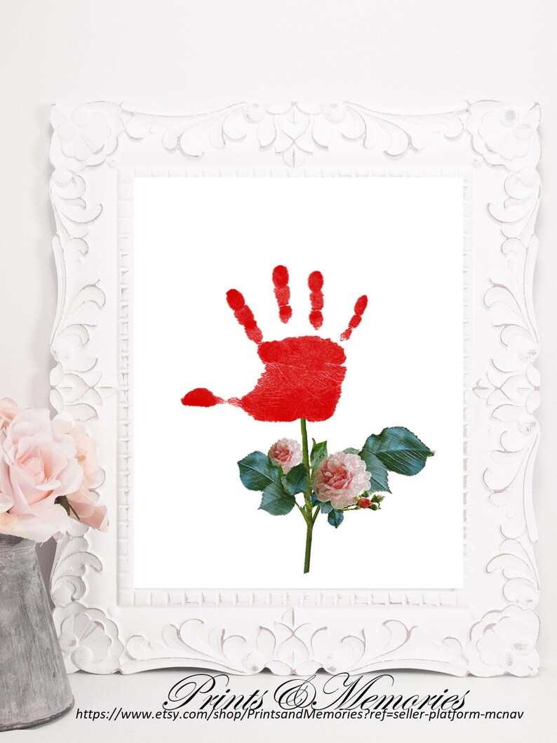 Roses Flower Handprint Art Valentines/mother's - Etsy