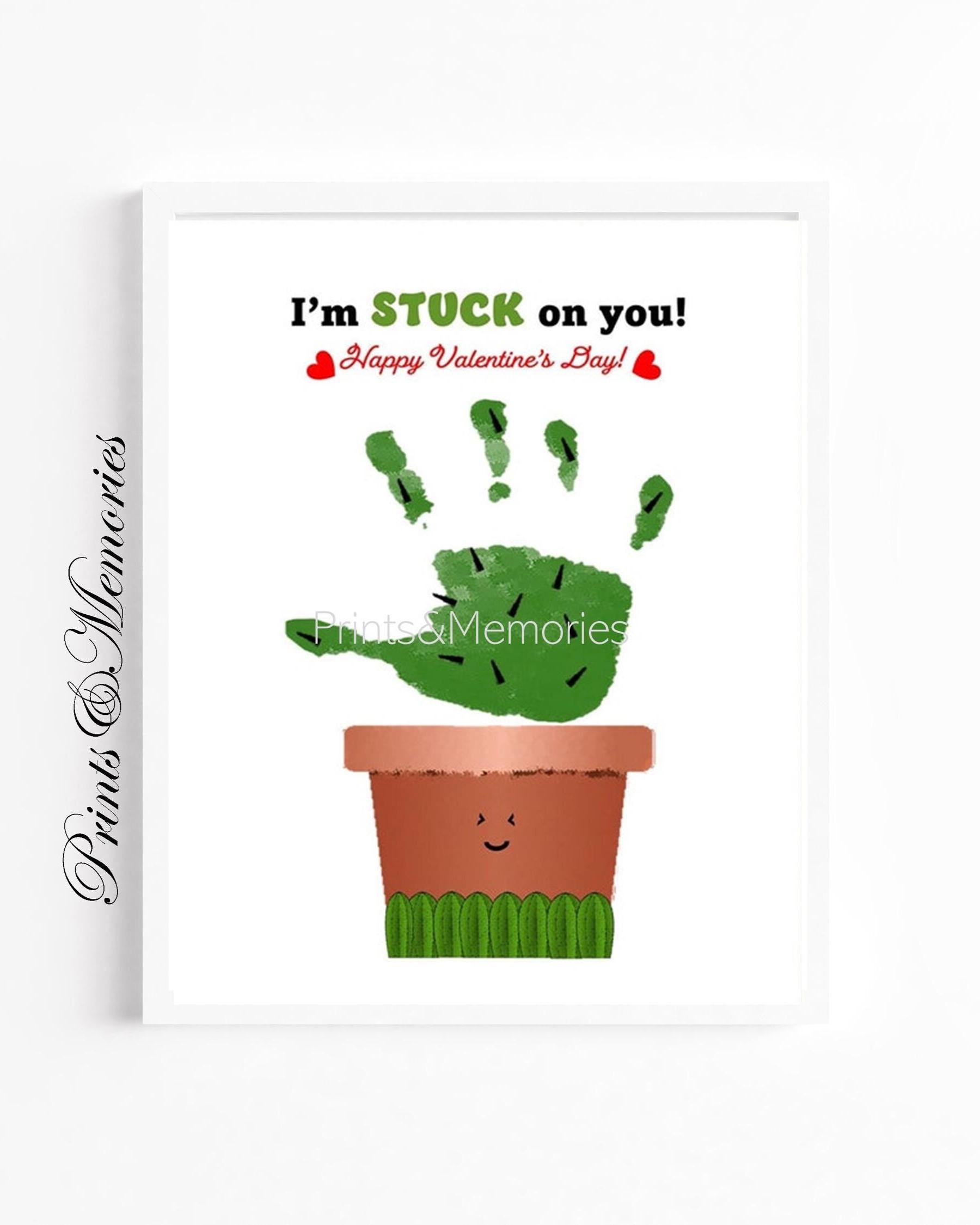 Cactus Handprint Art, I'm Stuck on You Valentines Cactus Handprint ...