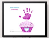 Happy Birthday Cupcake Handprint Art Gift From Grandkid - Etsy