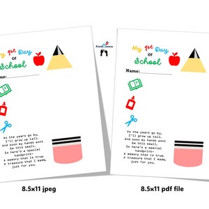 Back to School Craft, My First Day of School Handprint Poem, Pencil ...