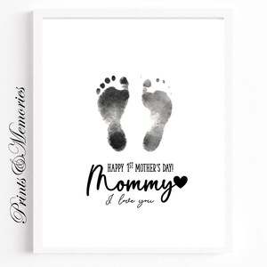 Happy First Mother's Day Footprint Art, Mom's First Mother's Day Gift ...