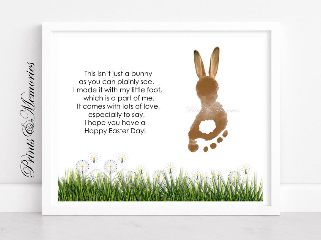 Easter Bunny Footprint Art Poem, Baby Toddler Kid Craft, DIY Art Card ...