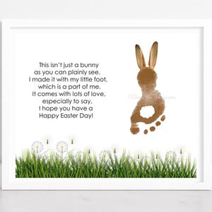 Easter Bunny Footprint Art Poem, Baby Toddler Kid Craft, DIY Art Card ...