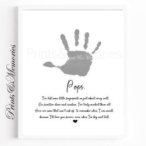 Gift for Pops, Father's Day Handprint Art Poem, Gift From Grandchild ...