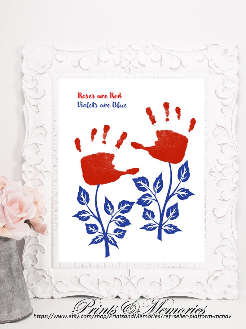 Valentine's Craft for Kids Flower Handprint Art Roses | Etsy