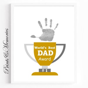 World's Best Dad, Trophy Handprint Art, Father's Day Craft, Number One ...