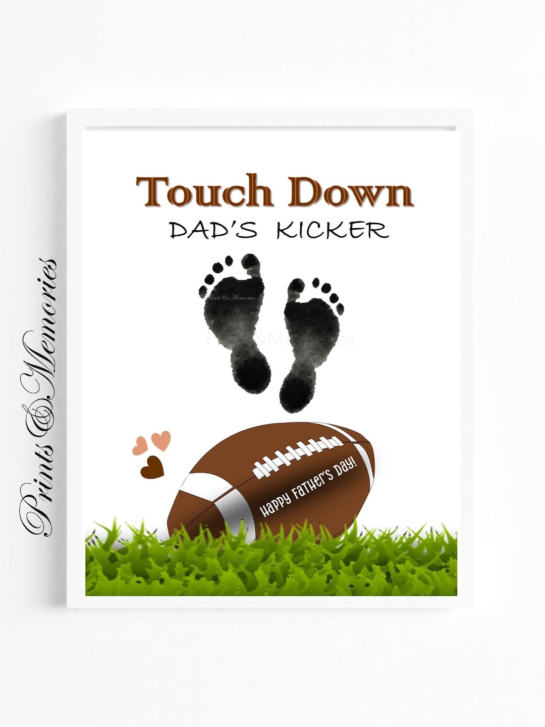 Football Footprint Art, Touch Down, Dads Kicker Footprint Craft, Father ...