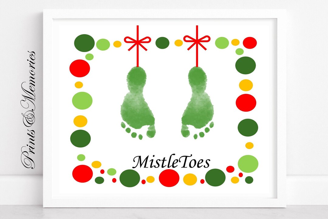 Mistletoes Footprint Art, Footprint Craft, Baby Toddler Kid, Handprint ...