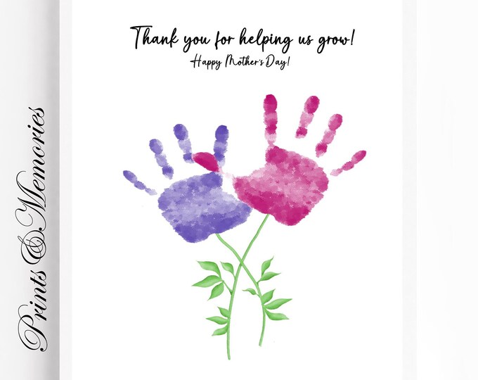 Thank You for Helping Me Grow Handprint Craft Art 1 Flower Hand Baby Toddler Child DIY Gift for ...