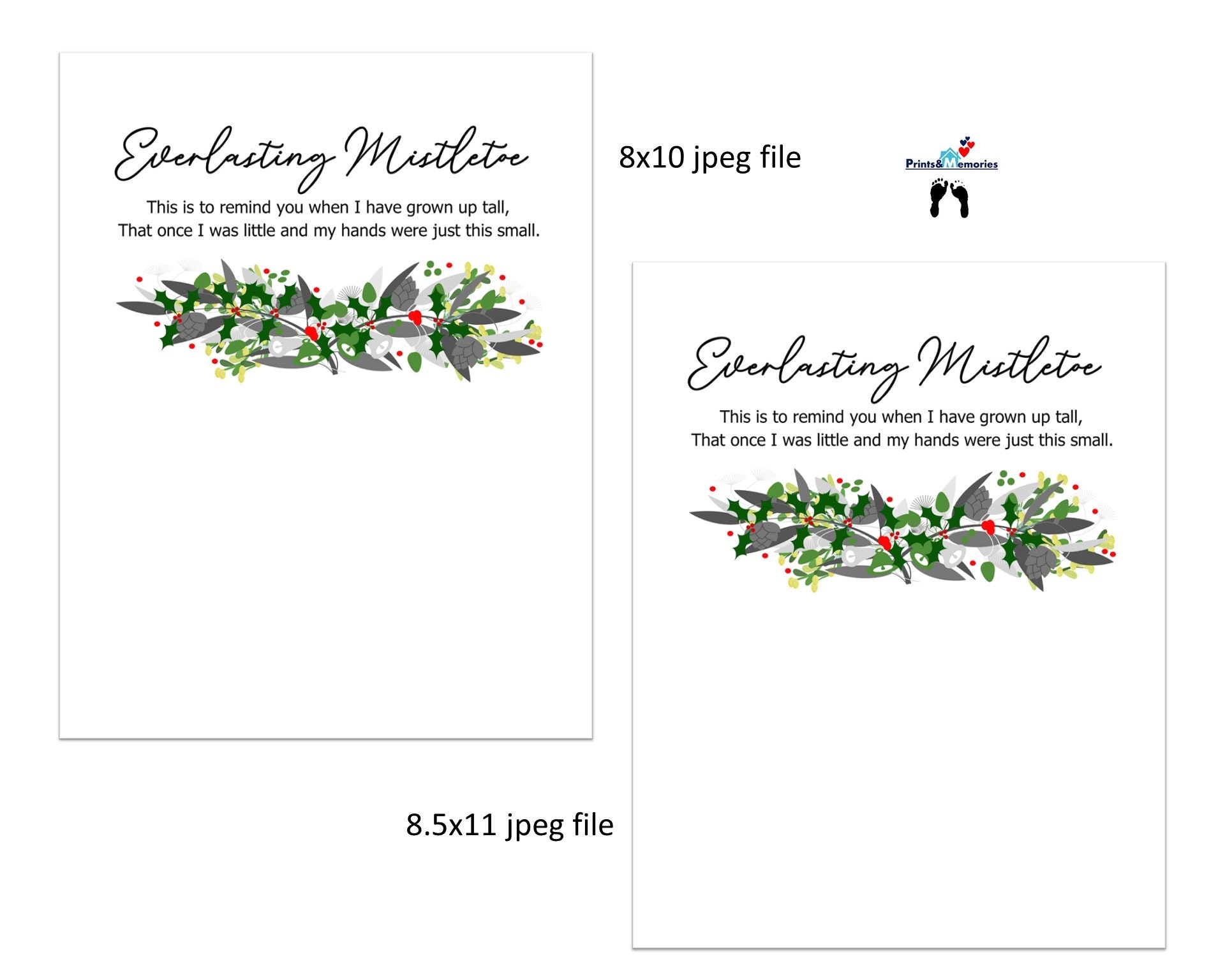 Everlasting Mistletoe Handprint Poem, Christmas Gift Memory Keepsake ...