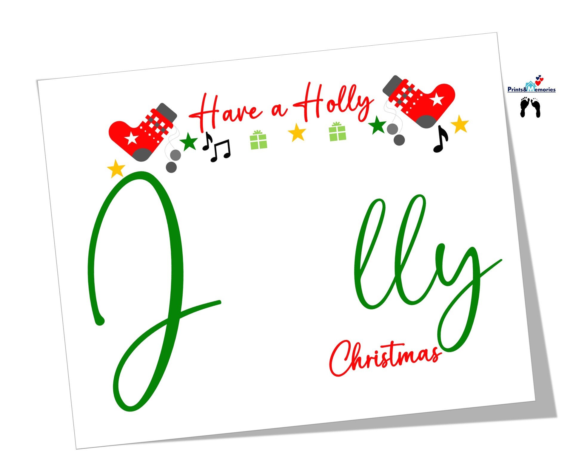 Holly Jolly Christmas Handprint Craft: DIY Card, Keepsake (digital ...