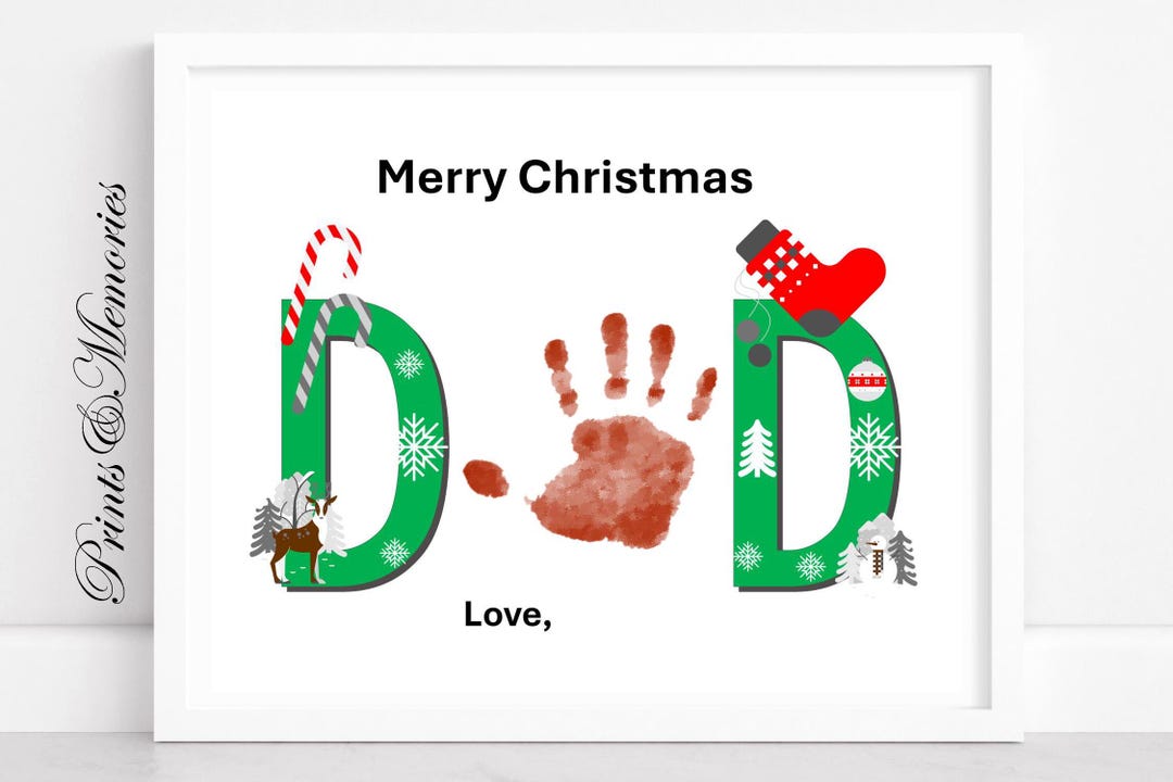 Dad Christmas Handprint Art, Merry Christmas Dad Printable, Gift for ...