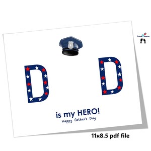 Dad is My Hero, Police Officer Dad Gift, Handprint Art Keepsake, Father ...