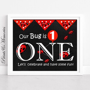 Lady Bug Birthday Printable Sign, First Birthday Prop, Lady Bug Theme ...