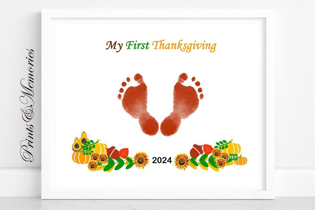Baby First Thanksgiving Keepsake, Handprint Footprint Art, Thanksgiving ...