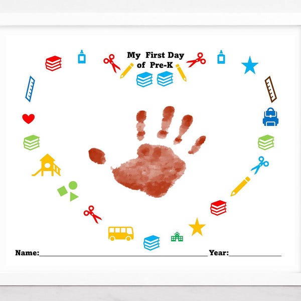 First Day of Pre K Handprint Template - Etsy