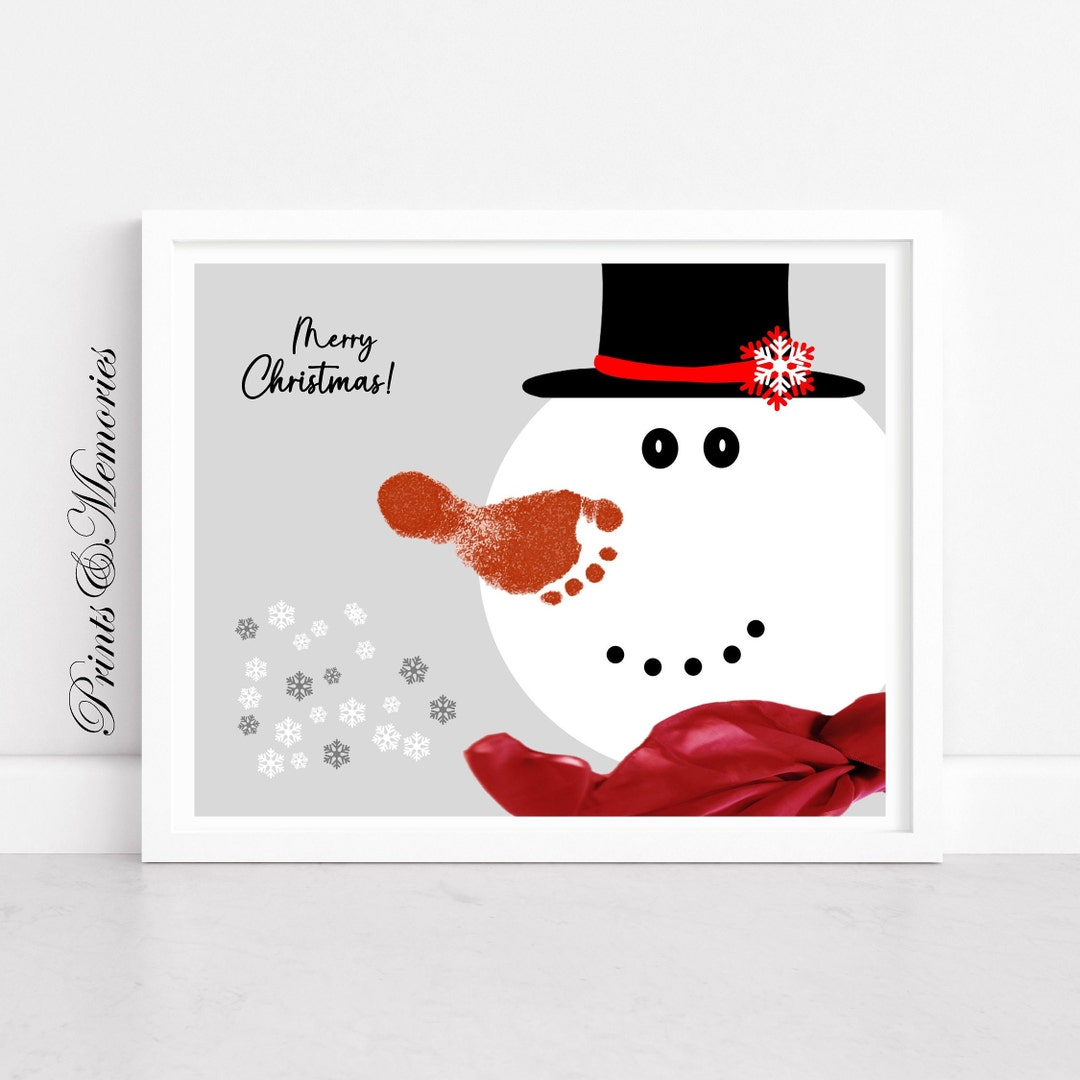 Snowman Carrot Footprint Art, Winter Christmas Activity for Baby ...