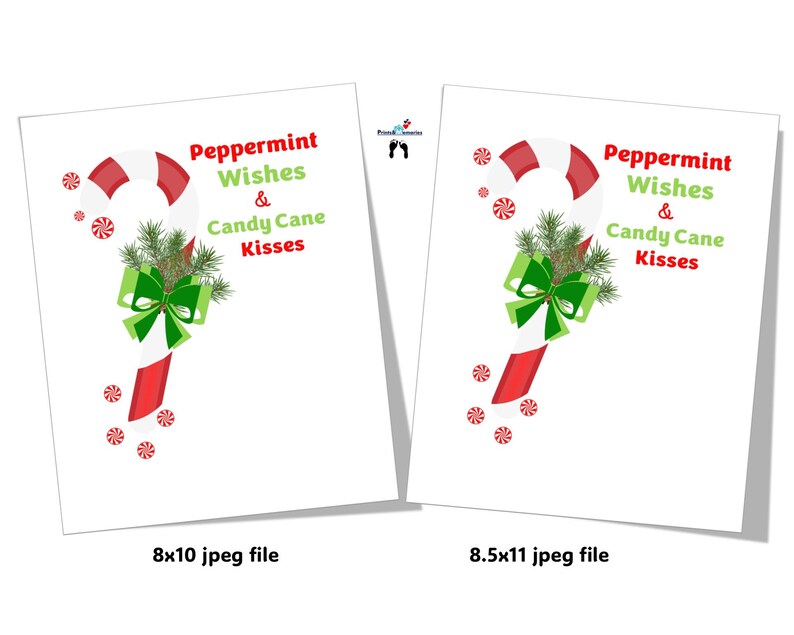 Christmas Handprint Art: Peppermint Candy Cane Craft (digital Download ...