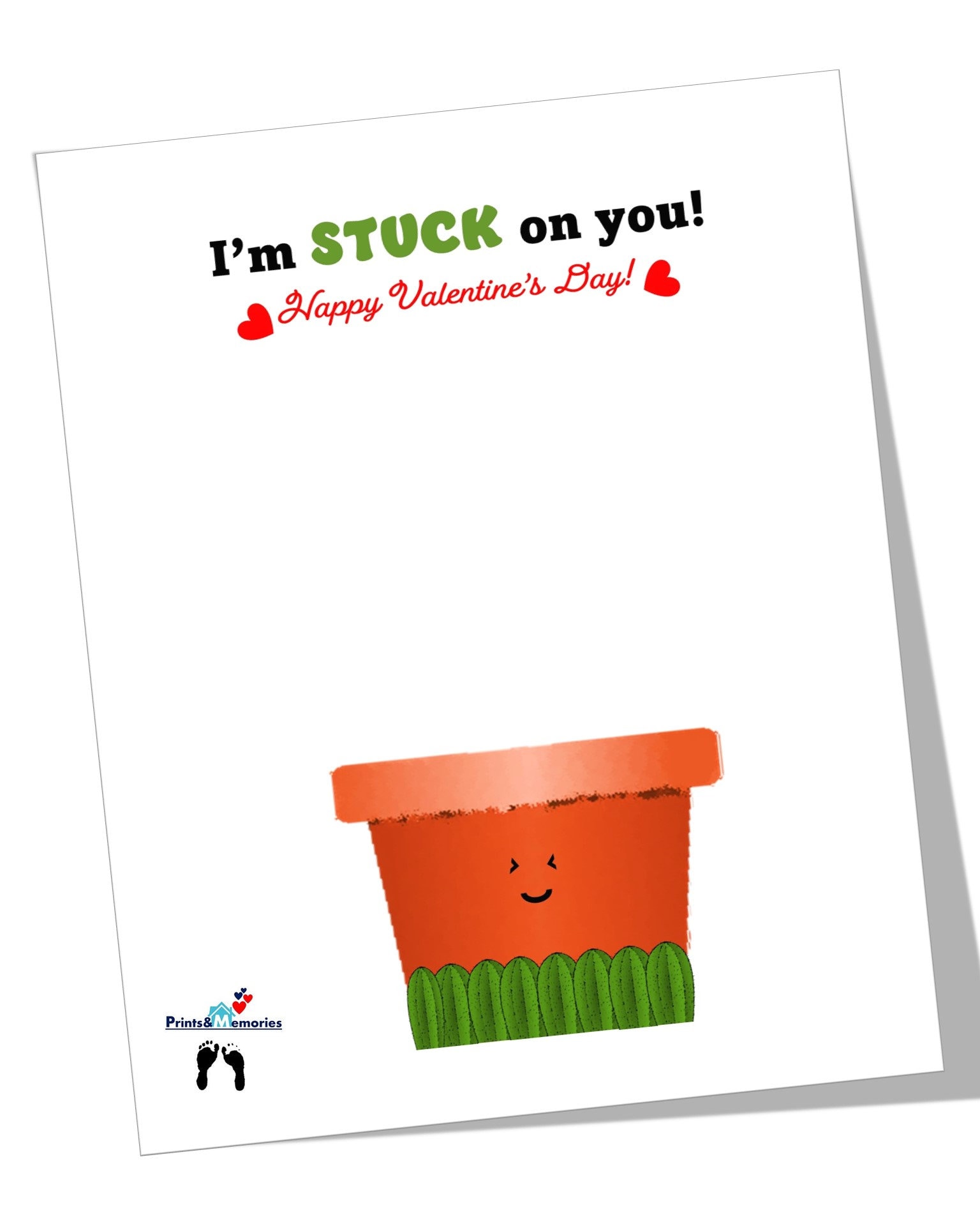 Cactus Handprint Art, I'm Stuck on You Valentines Cactus Handprint ...
