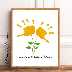 Your Love Helps Me/us Bloom, 2 Stems Flower Handprint, Child/sibling ...