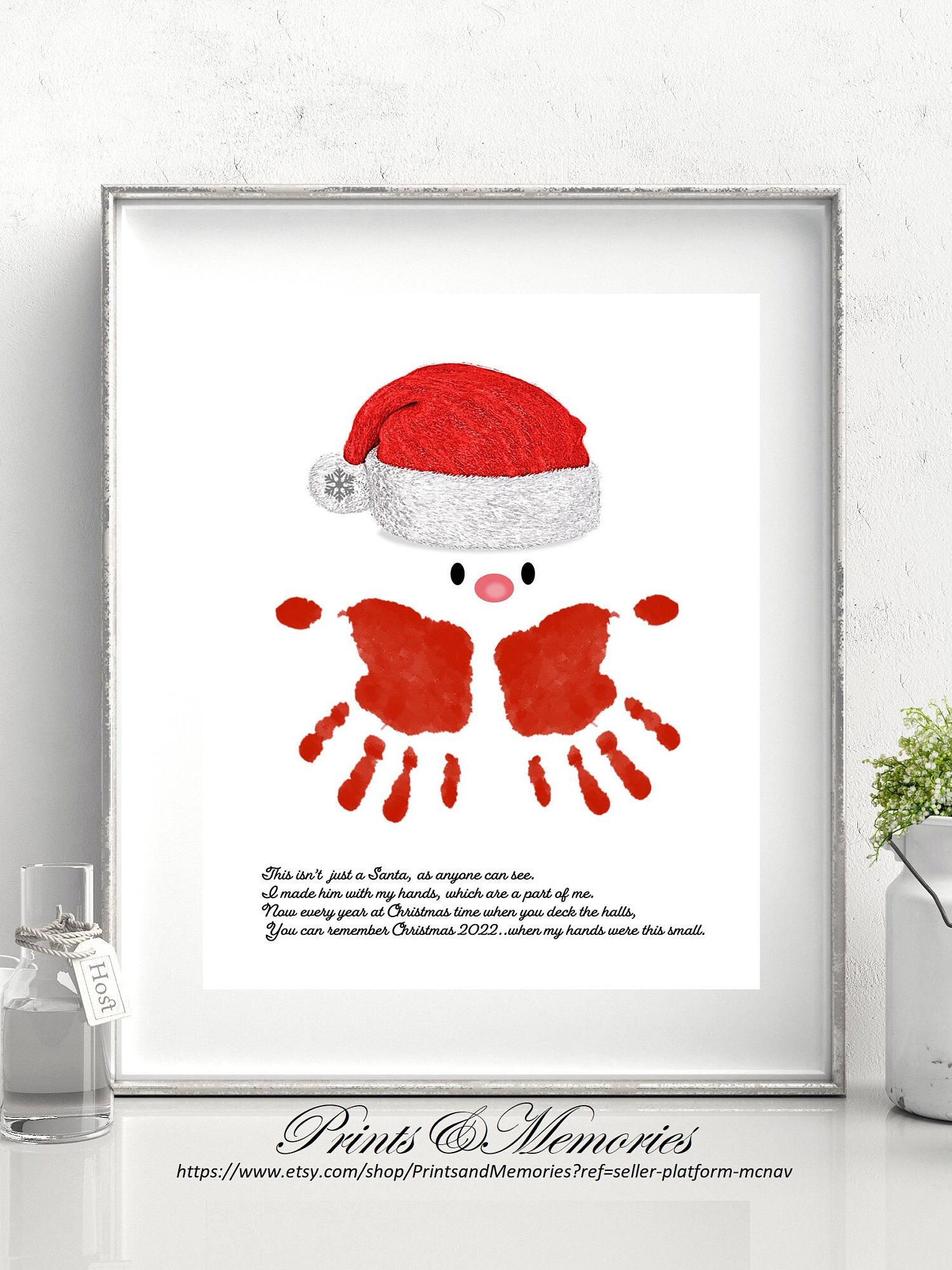 Christmas Santa Handprint Poem Baby Keepsake Toddler Craft - Etsy Hong Kong