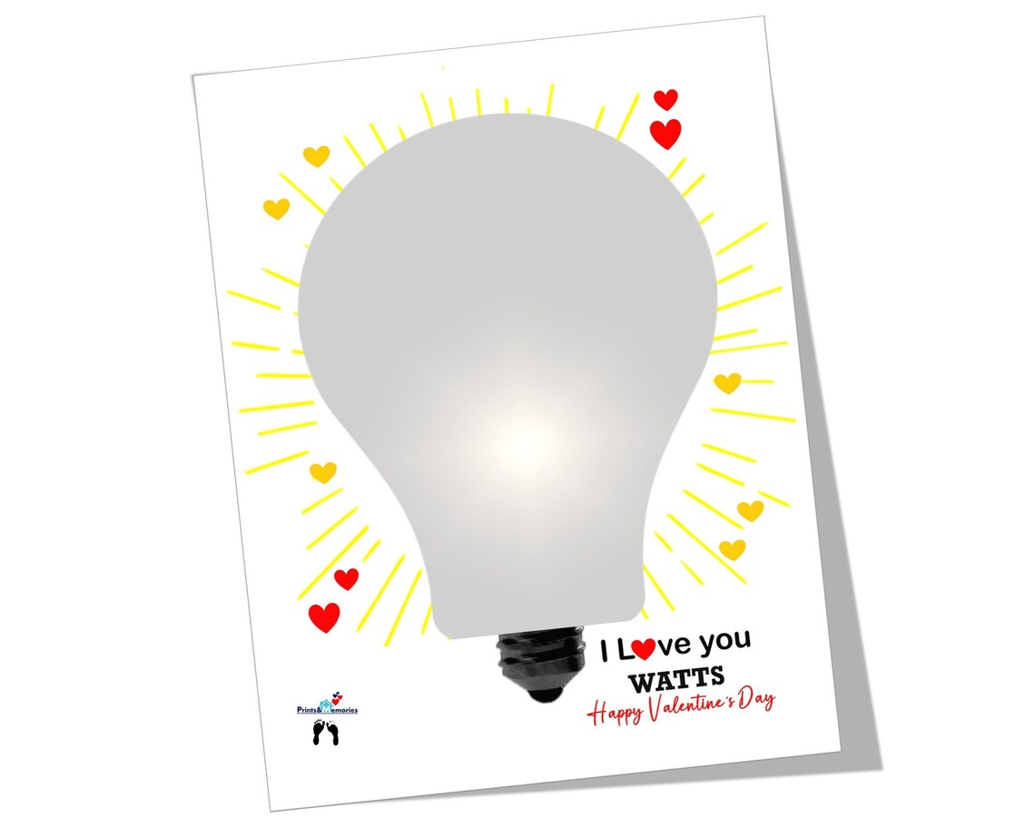 I Love You Watts Bulb Handprint Art Valentine's Day - Etsy