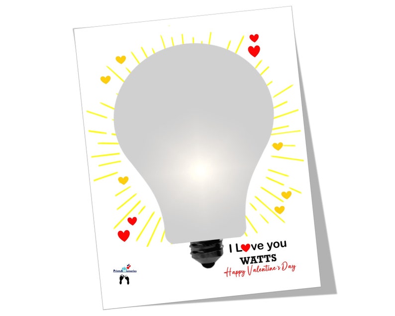 I Love You Watts Bulb Handprint Art Valentine's Day - Etsy