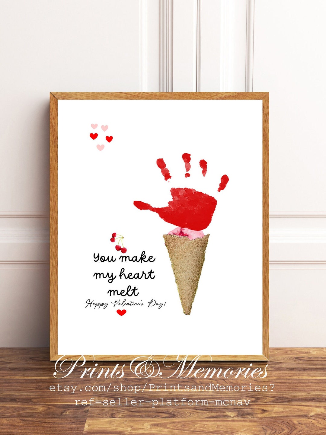 Ice Cream Handprint Art, You Make My Heart Melt, Valentine's Day ...
