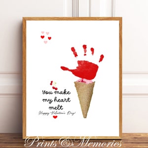 Ice Cream Handprint Art, You Make My Heart Melt, Valentine's Day ...