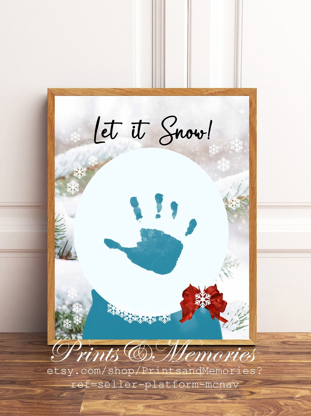 Snow Globe Handprint Art, Let It Snow Handprint Keepsake, Snow Day ...