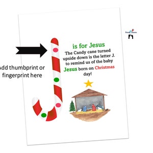 J is for Jesus, Candy Cane Fingerprint Thumbprint Art, Christian ...