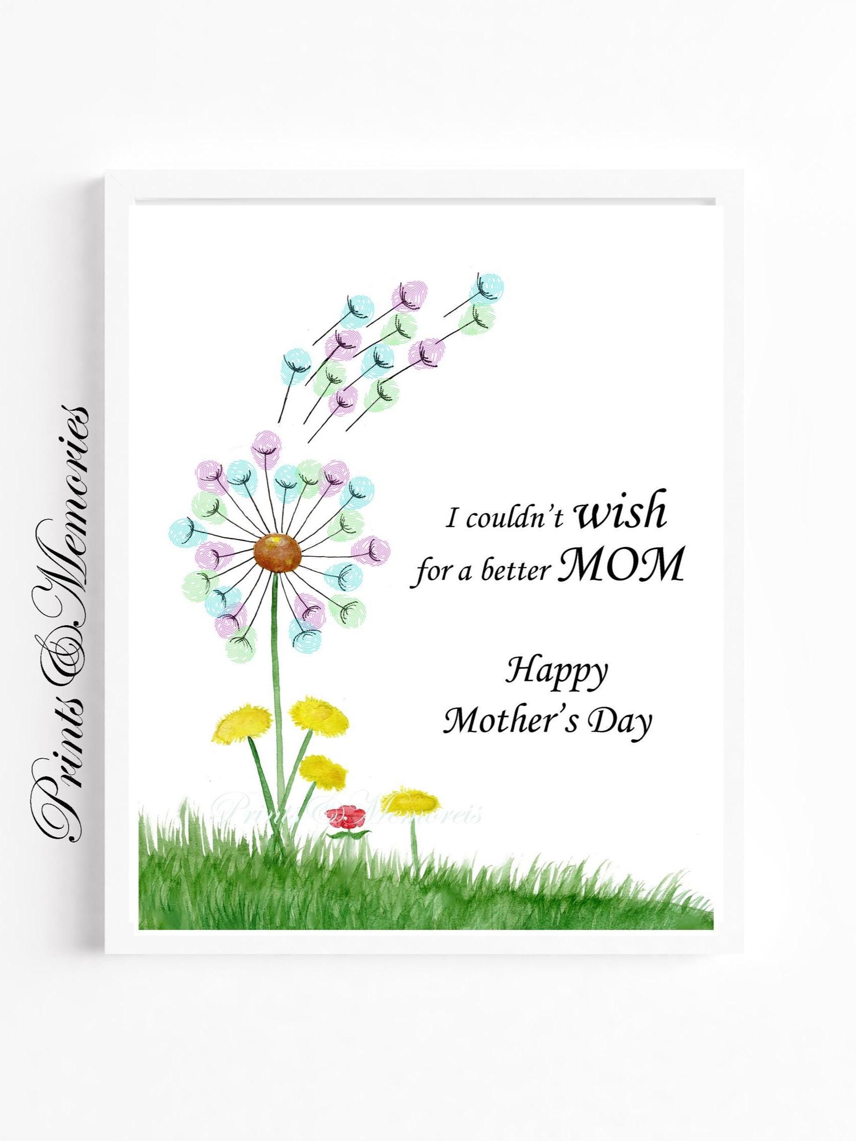 Mother's Day Craft for Kids, Dandelion Fingerprint Art, Mom Gift, I/we ...
