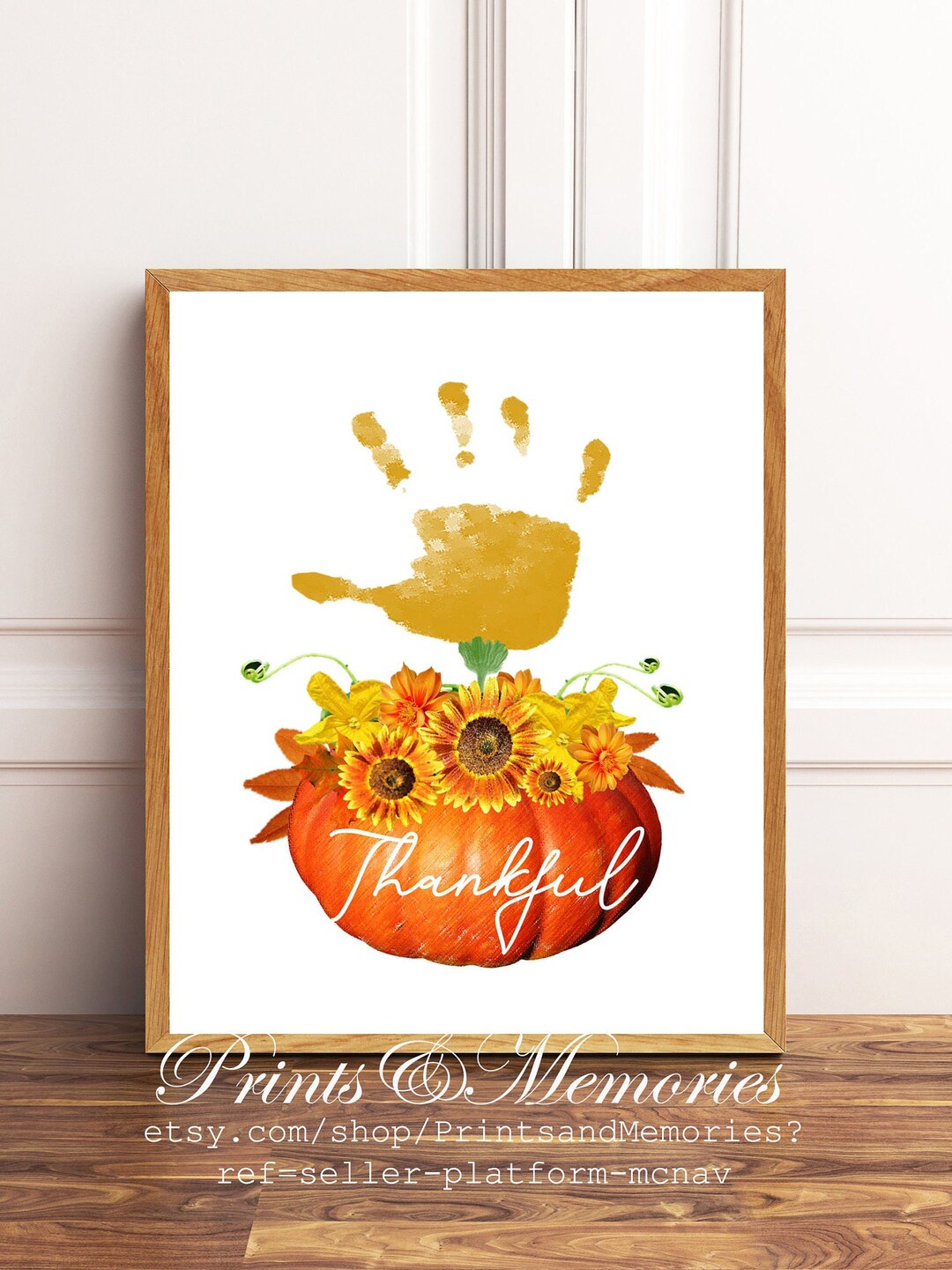 Thanksgiving Autumn Fall Craft, DIY Pumpkin Flower Handprint Art, Baby ...