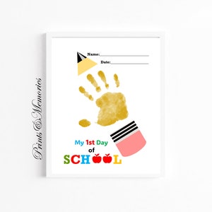 First Day of School, Pencil Handprint Art, First Day of School Craft ...